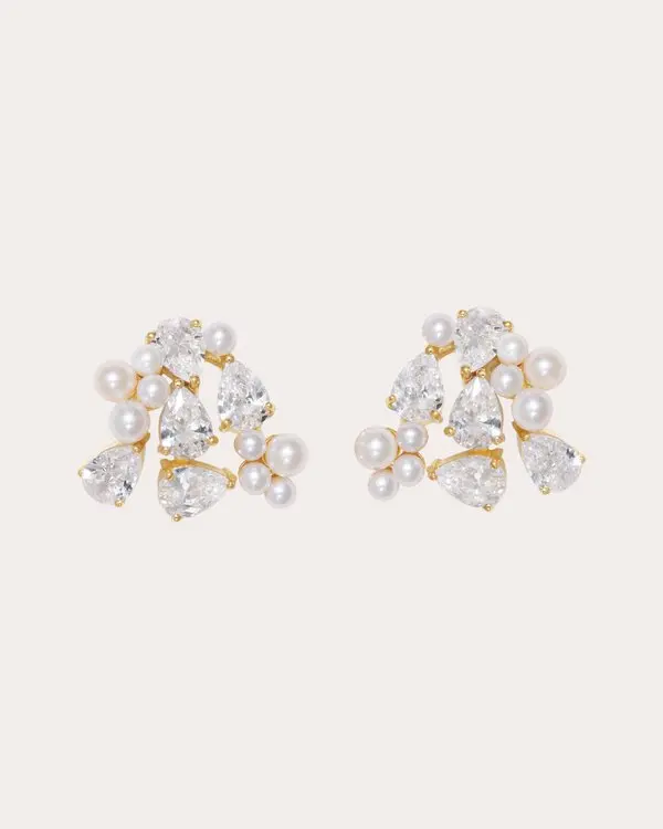 Completedworks Pearl & Zirconia Earrings - White