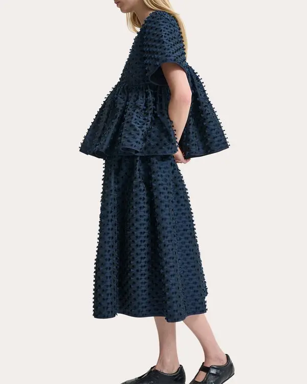 Cecilie Bahnsen Casandra Fiamma Fil-coupé Peplum Top