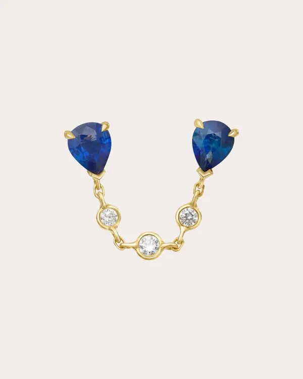 YI COLLECTION Ceylon Sapphire & Diamond Chain Drop Earring - Blue