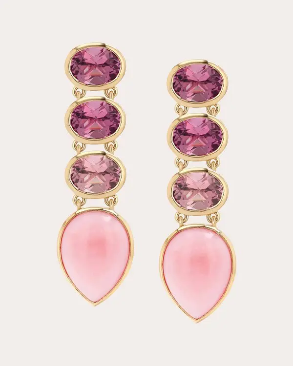 FUTURE FORTUNE Tourmaline And Opal Drop Earrings - Pink