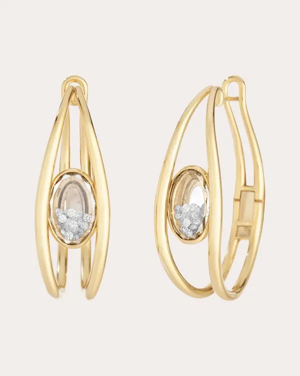 Moritz Glik Diamond And 18k Cascavel Shaker Hoop Earrings - Gold