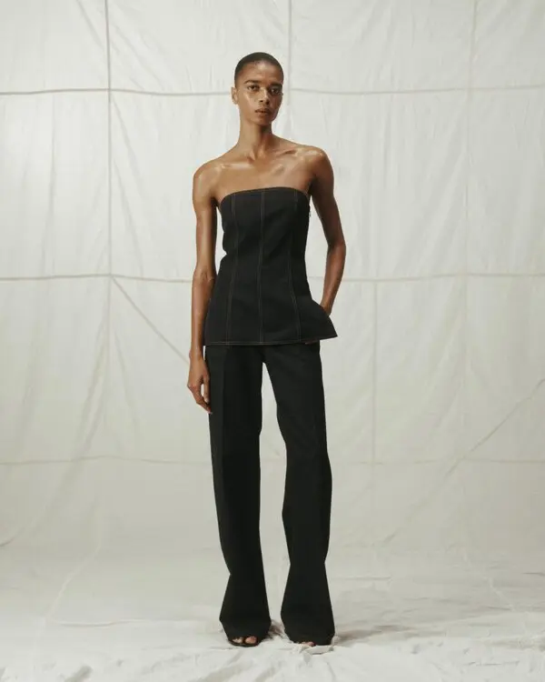 Helmut Lang Minimal Topstitched Bustier Top