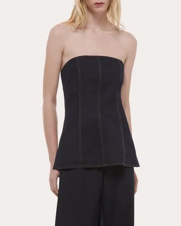 Helmut Lang Minimal Topstitched Bustier Top