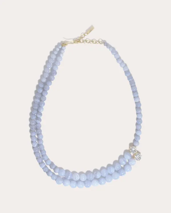 Completedworks Pearl & Lace Agate Necklace - Blue