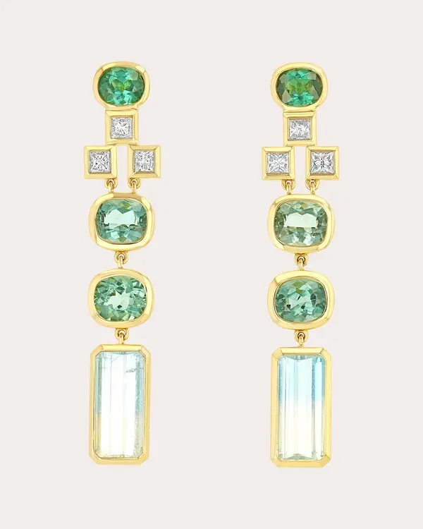 FUTURE FORTUNE Tourmaline And Diamond Drop Earrings - Green