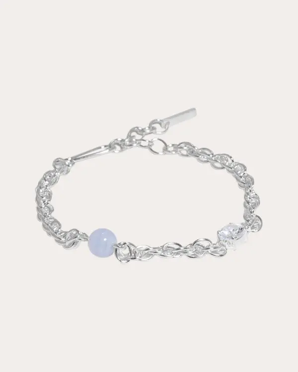 Completedworks Cubic Zirconia & Lace Agate Bind Bracelet - White/blue