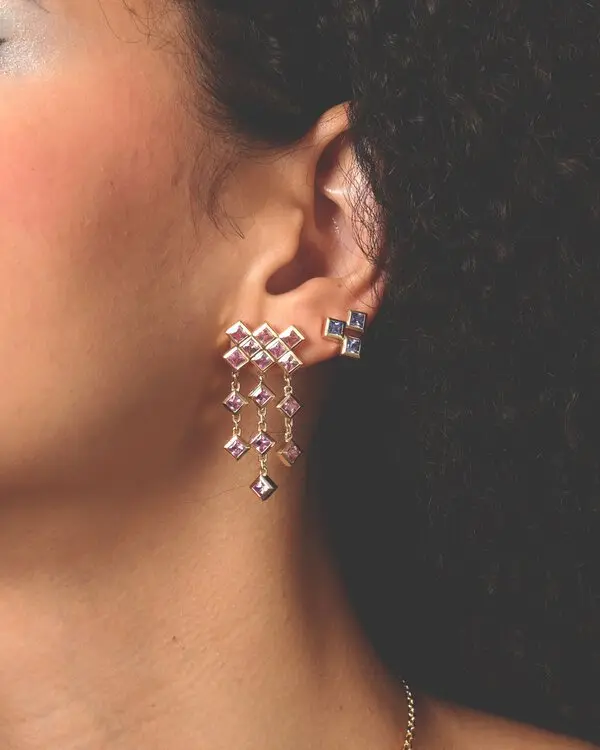 FUTURE FORTUNE Sapphire And 18k Gold Flash Stud Earrings