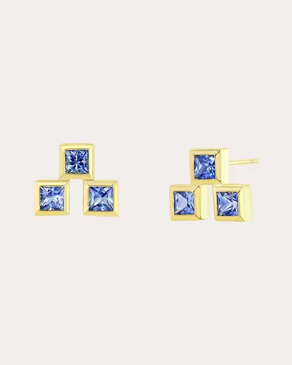 FUTURE FORTUNE Sapphire And 18k Gold Flash Stud Earrings - Yellow