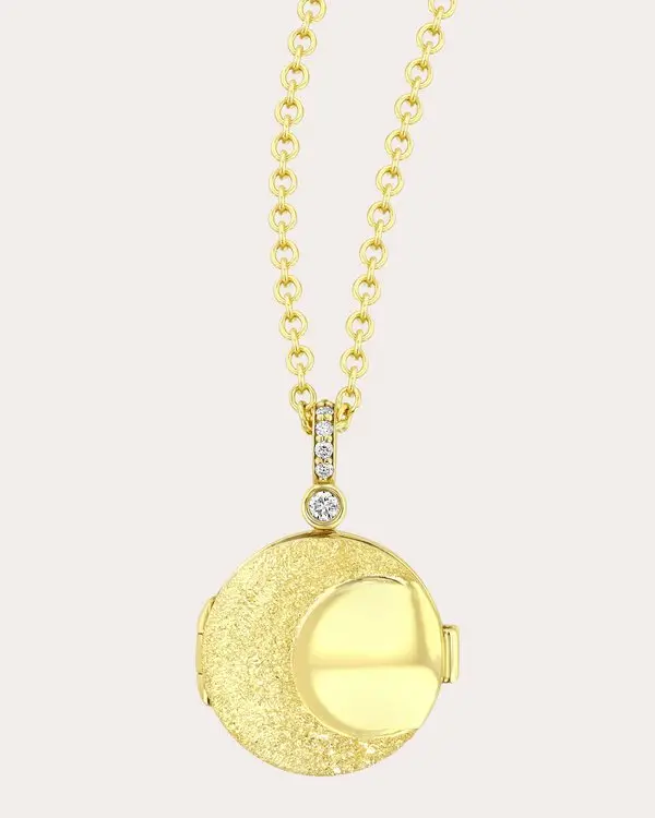 FUTURE FORTUNE Diamond & 18k Lunar Locket Necklace - Yellow