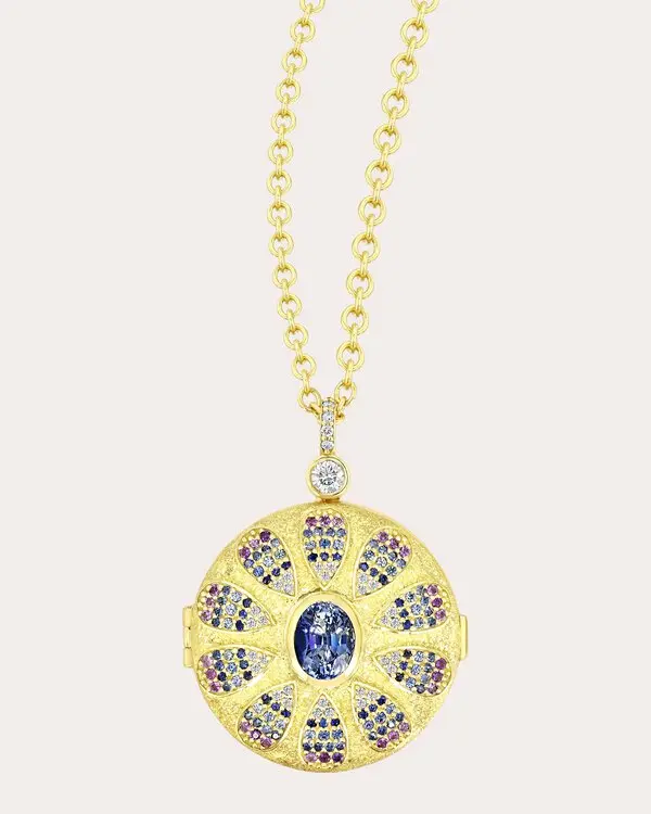 FUTURE FORTUNE Sapphire & Diamond Prisma Locket Necklace - Gold