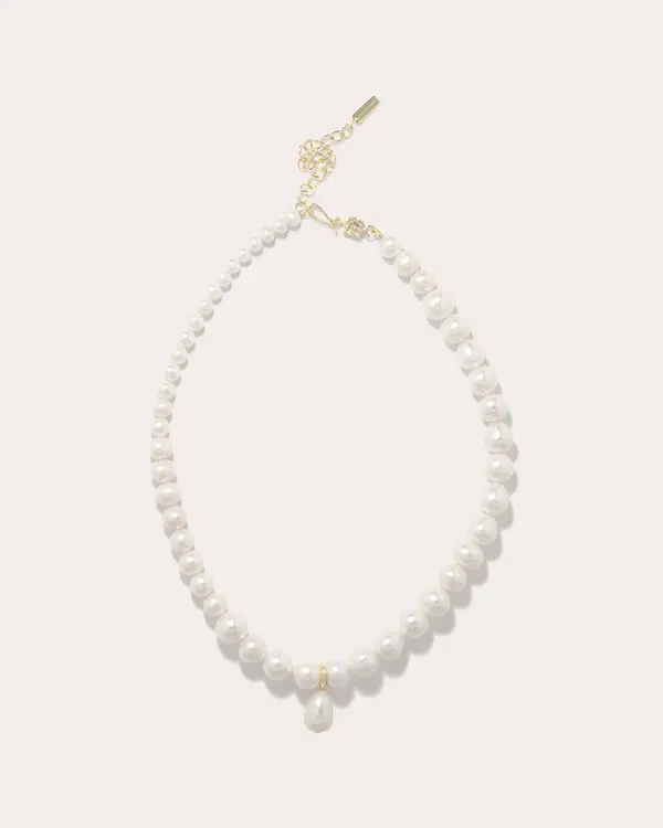 Completedworks Pearl And Zirconia 'whisper Whisper' Necklace - White