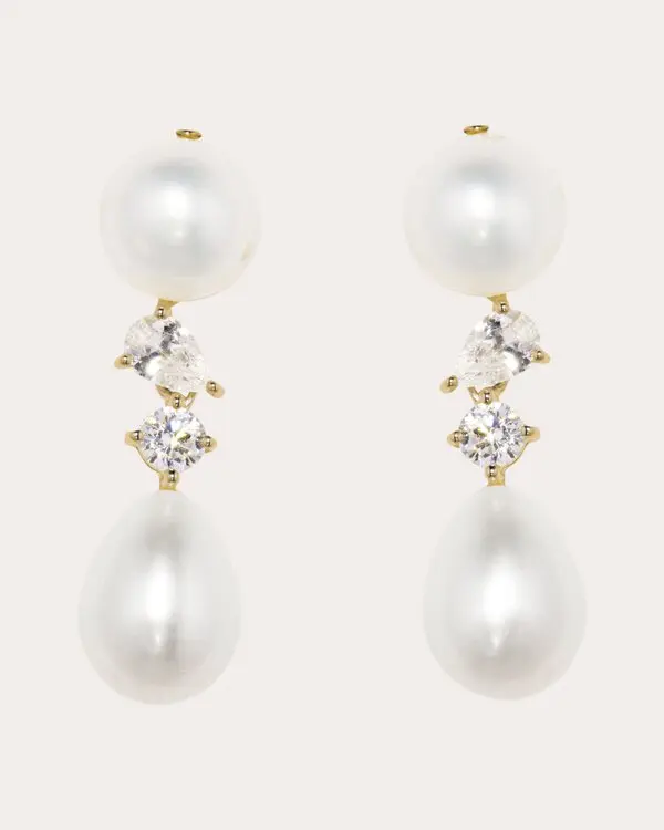 Completedworks Pearl & Zirconia Drop Earrings - Silver