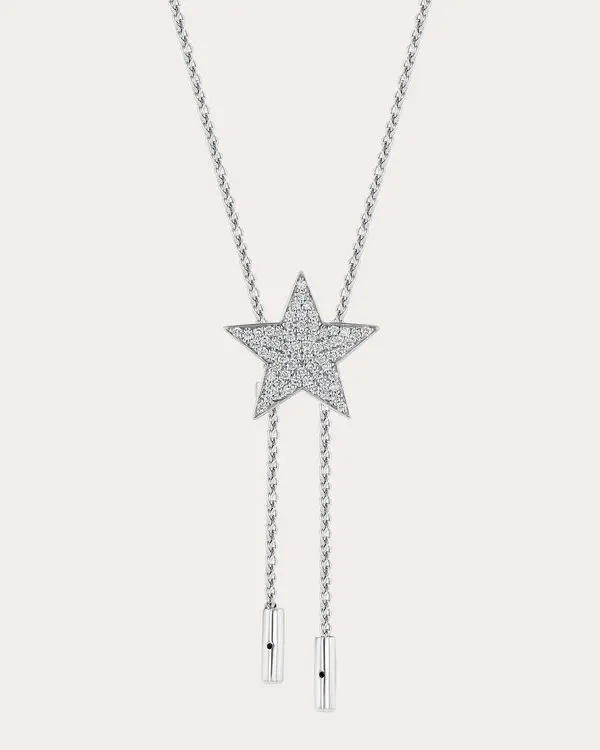 FUTURE FORTUNE Diamond And 14k White Gold Star Bolo Necklace - Silver
