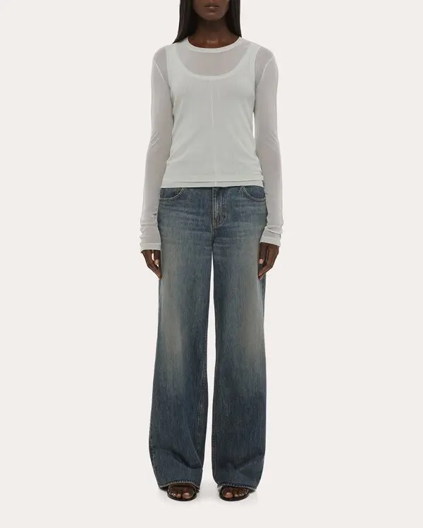 Helmut Lang Sheer Mesh Layered Long-sleeve T-shirt