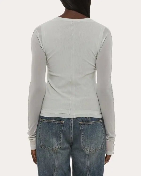 Helmut Lang Sheer Mesh Layered Long-sleeve T-shirt