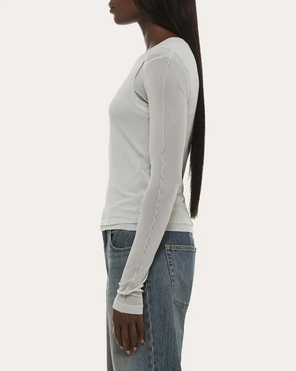 Helmut Lang Sheer Mesh Layered Long-sleeve T-shirt