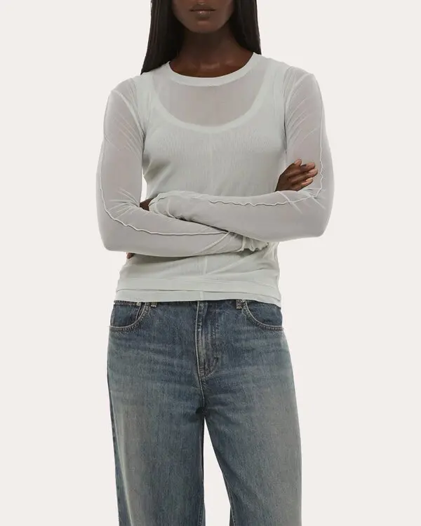 Helmut Lang Sheer Mesh Layered Long-sleeve T-shirt