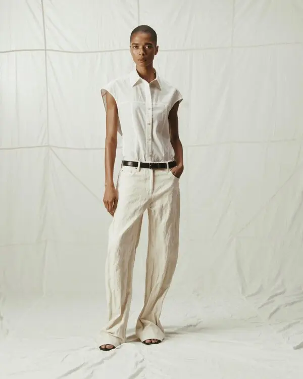 Helmut Lang Crushed Metallic Twill Bootcut Jeans - Neutral