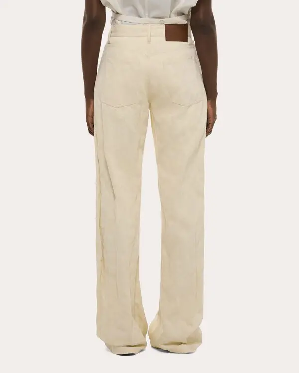 Helmut Lang Crushed Metallic Twill Bootcut Jeans - Neutral