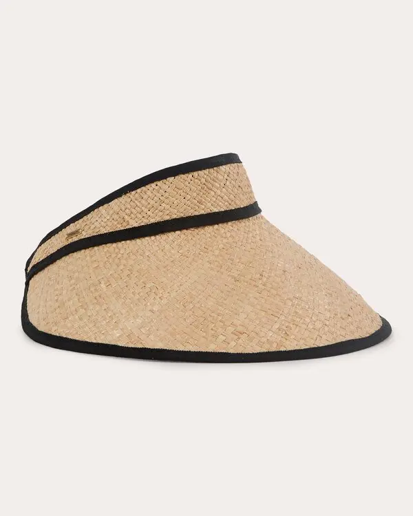 Eugenia Kim Trixie Lacquered Raffia Oversized Visor - Neutral