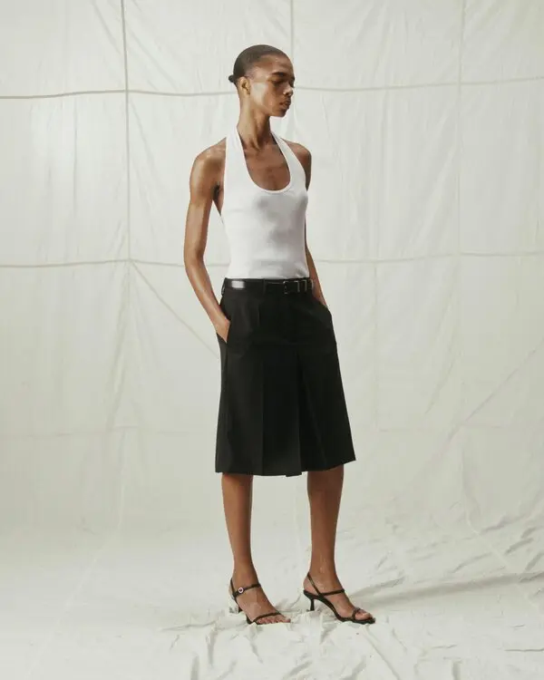 Helmut Lang Wool Gabardine Midi Skirt