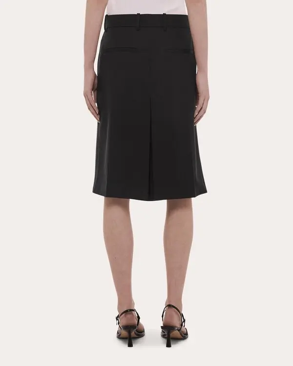 Helmut Lang Wool Gabardine Midi Skirt