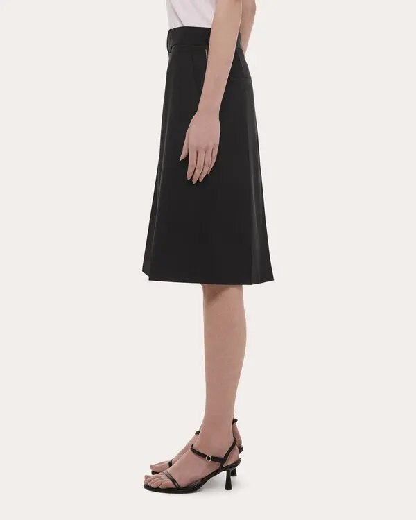 Helmut Lang Wool Gabardine Midi Skirt