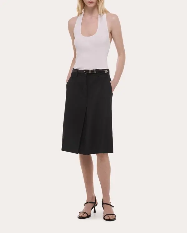 Helmut Lang Wool Gabardine Midi Skirt