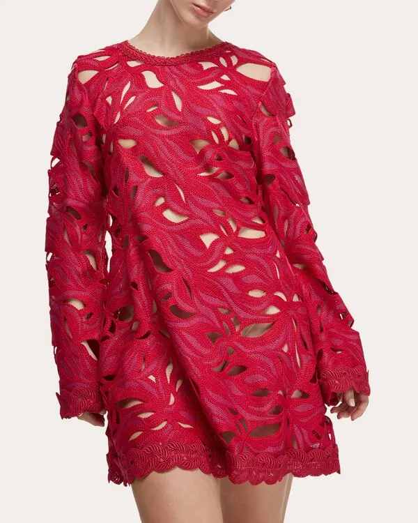 Waimari Solsticio Embroidered Mini Shift Dress