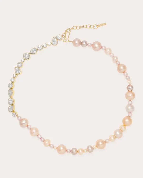 Completedworks Float -plated Pearl And Zirconia Necklace - Gold