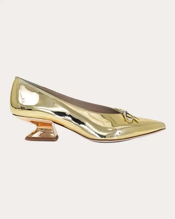 JUWELINA PARIS Ini Mirrored Leather Pump - Gold