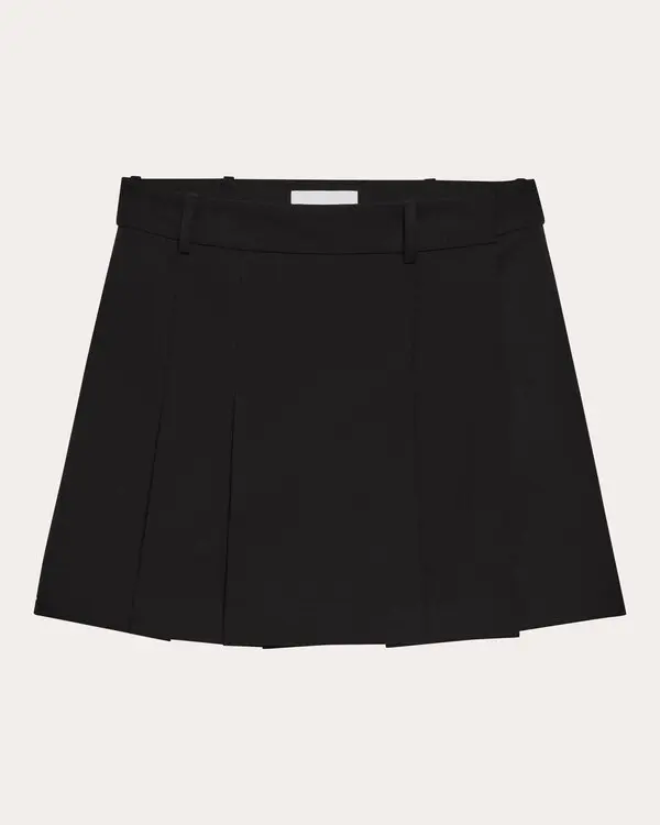 Helmut Lang Wool Gabardine Pleated Mini Skirt
