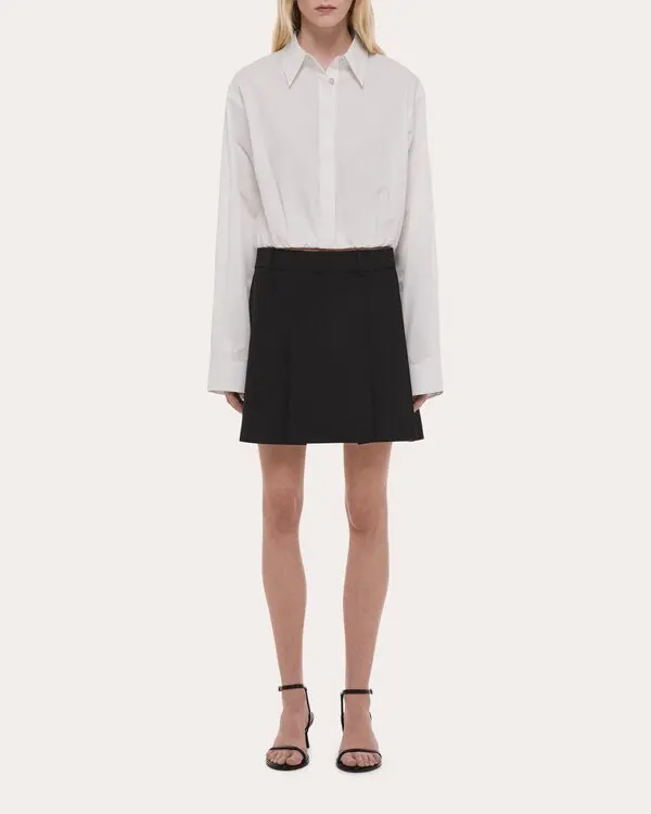 Helmut Lang Wool Gabardine Pleated Mini Skirt