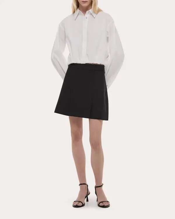 Helmut Lang Wool Gabardine Pleated Mini Skirt