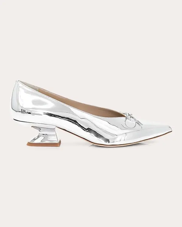 JUWELINA PARIS Ini Mirrored Leather Pumps - Silver