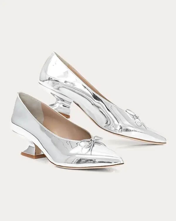 JUWELINA PARIS Ini Mirrored Leather Pumps - Silver