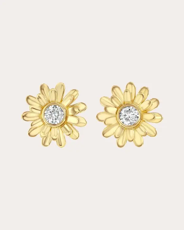 FUTURE FORTUNE Diamond & 18k Wildflower Stud Earrings - Gold