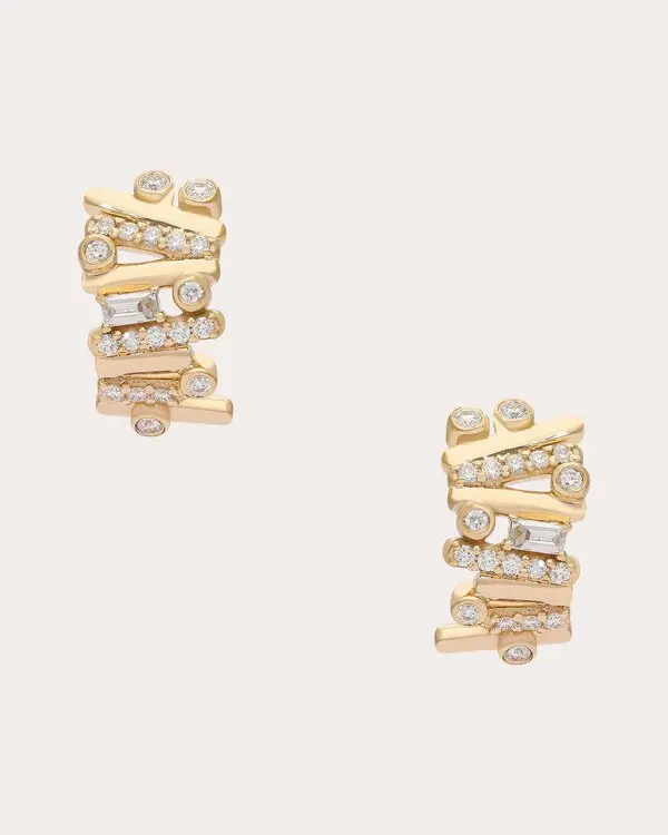 PREETI SANDHU Diamond And 14k Huggie Earrings