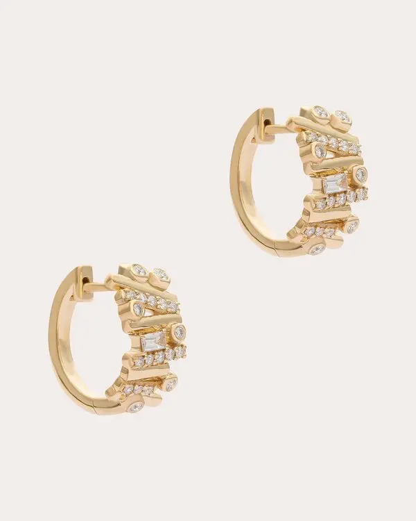 PREETI SANDHU Diamond And 14k Huggie Earrings