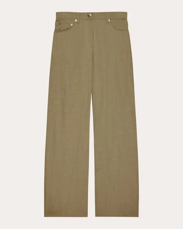 Helmut Lang Cotton-linen Barrel Bootcut Trousers - Green