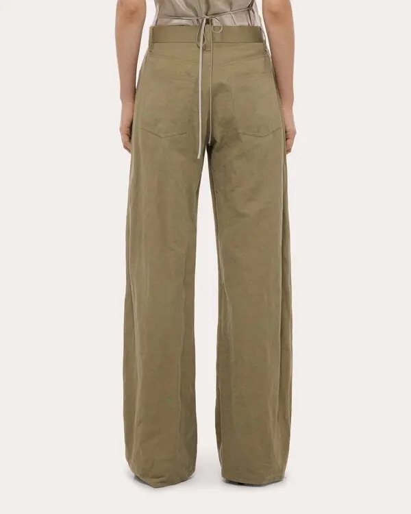 Helmut Lang Cotton-linen Barrel Bootcut Trousers - Green