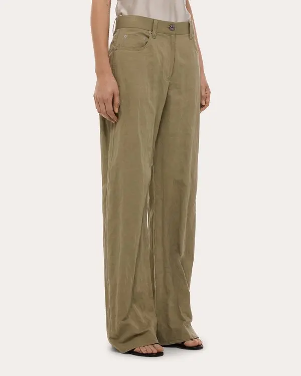 Helmut Lang Cotton-linen Barrel Bootcut Trousers - Green