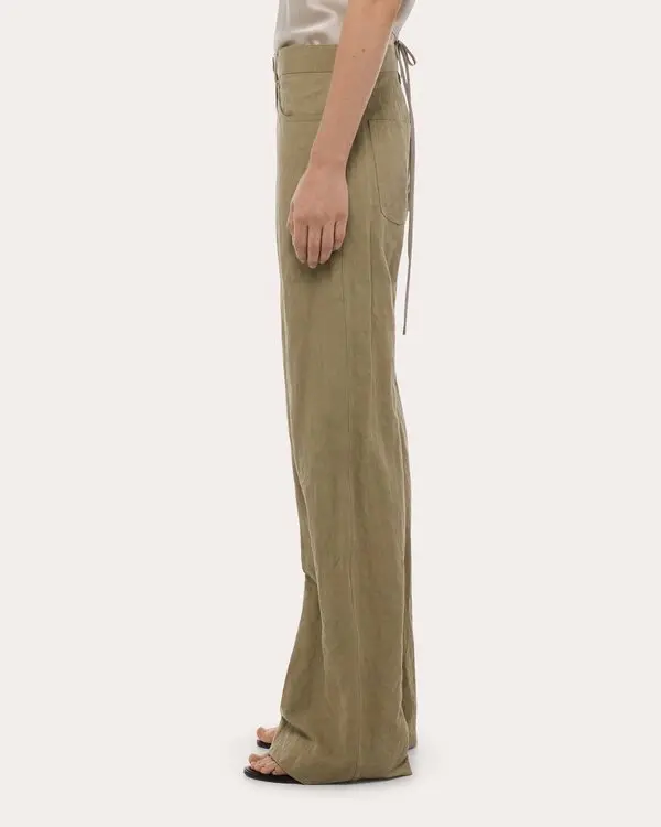 Helmut Lang Cotton-linen Barrel Bootcut Trousers - Green