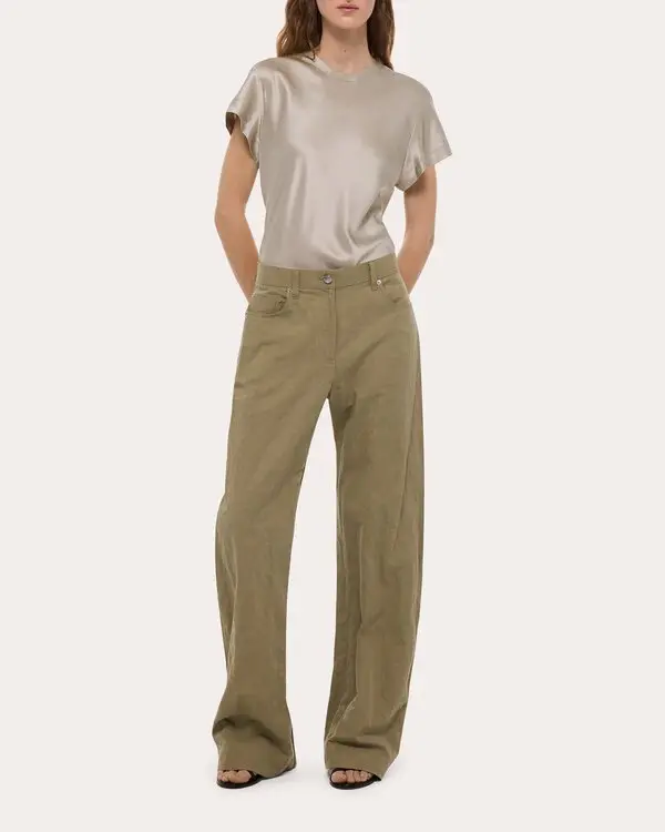 Helmut Lang Cotton-linen Barrel Bootcut Trousers - Green