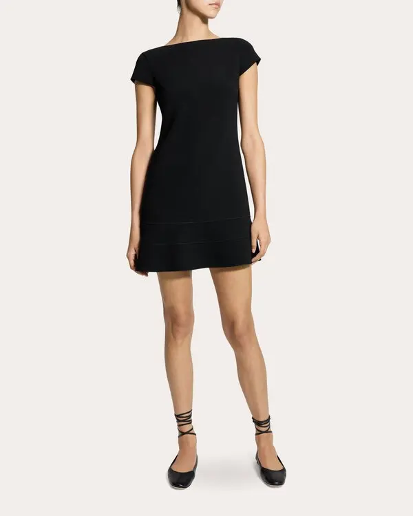 Theory Admiral Crepe Seamed A-line Mini Dress - Black