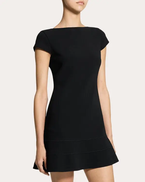 Theory Admiral Crepe Seamed A-line Mini Dress - Black