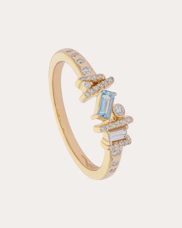 PREETI SANDHU Aquamarine And Diamond 14k Gold Ring - Blue