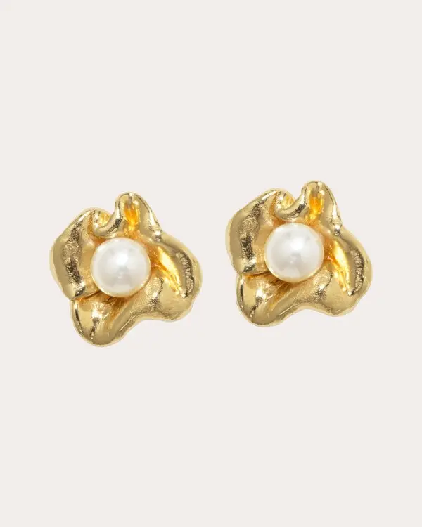 Completedworks Unity 18k-plated Silver And Freshwater Pearl Stud Earrings - Gold