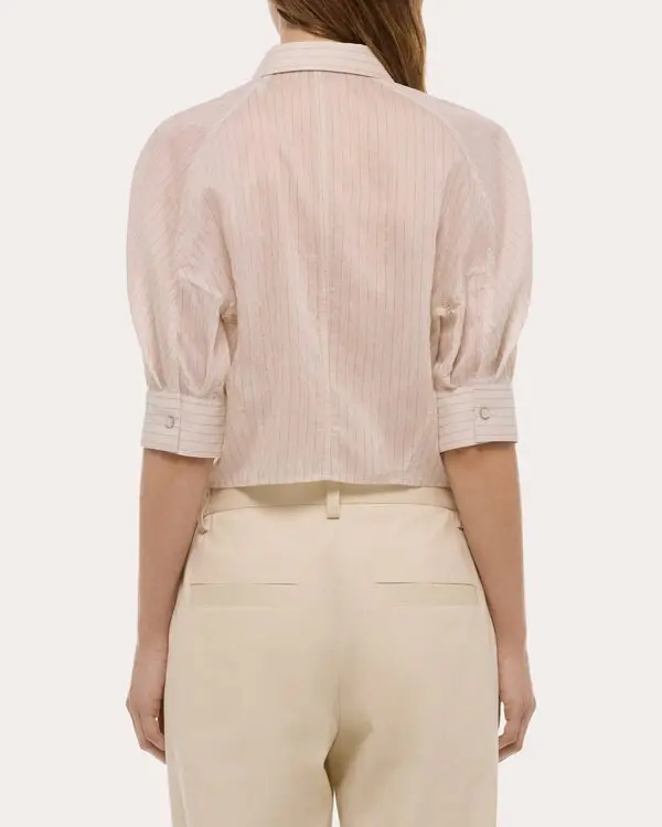 Helmut Lang Sheer Stripe Articulated Crop Top - Neutral