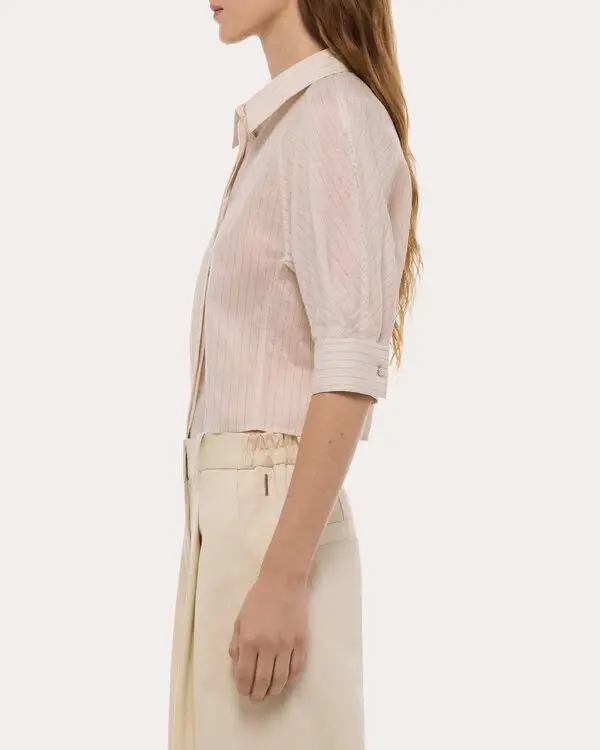 Helmut Lang Sheer Stripe Articulated Crop Top - Neutral